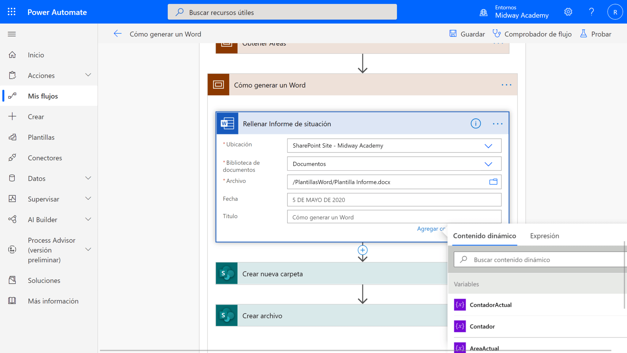 Cómo generar un Word con Power Automate | Midway Academy